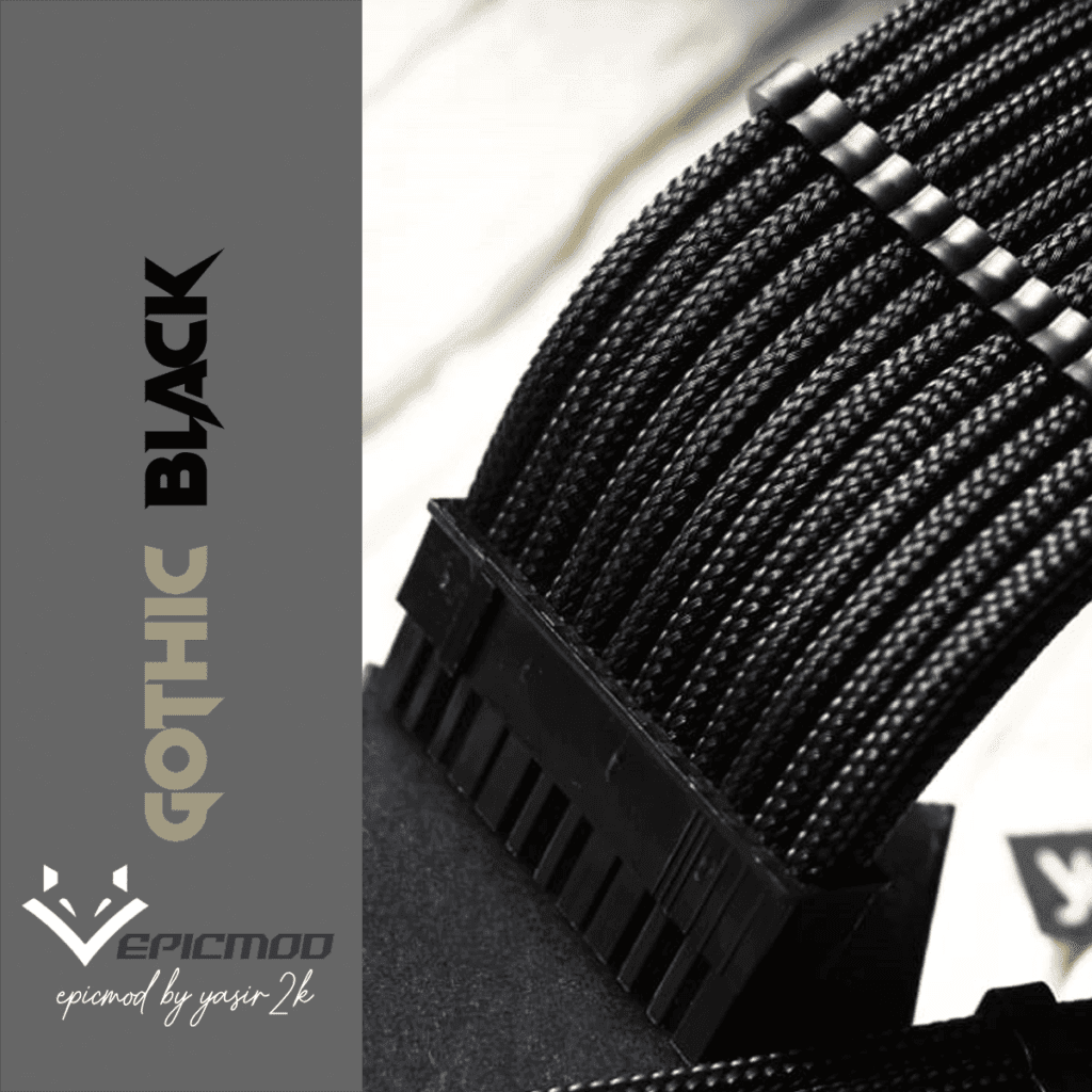 Full Black Sleeved Extension Cables PC - EPICMOD - EPICMOD.PK